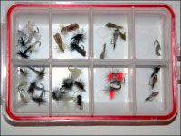 Fyllda flugaskar, kompletta flugsamlingar.